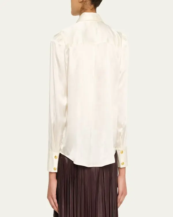 L'Agence Tie-neck Silk Blouse - Ivory