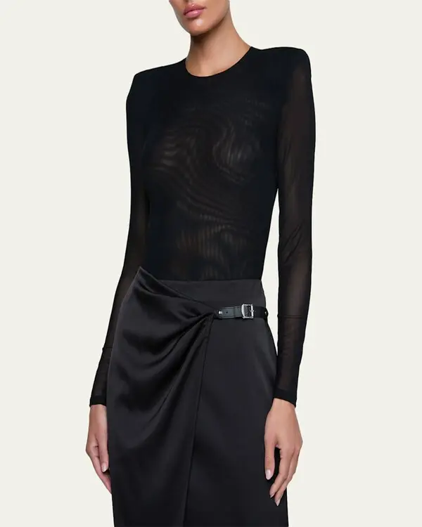 L'Agence Trista Stretch Mesh Bodysuit