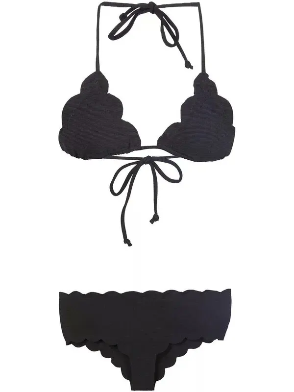 Marysia Scalloped Trim Bikini Set - Black