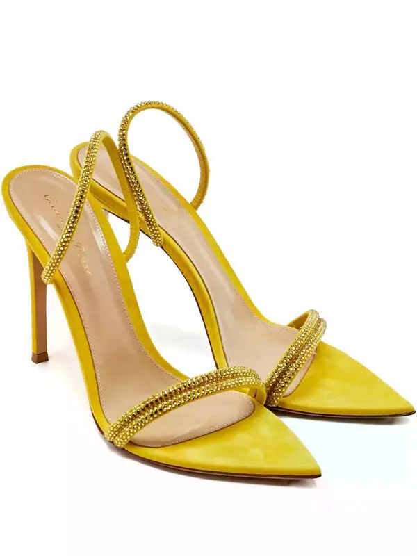 GIANVITO ROSSI Cannes Embellished Strappy Sandals - Yellow