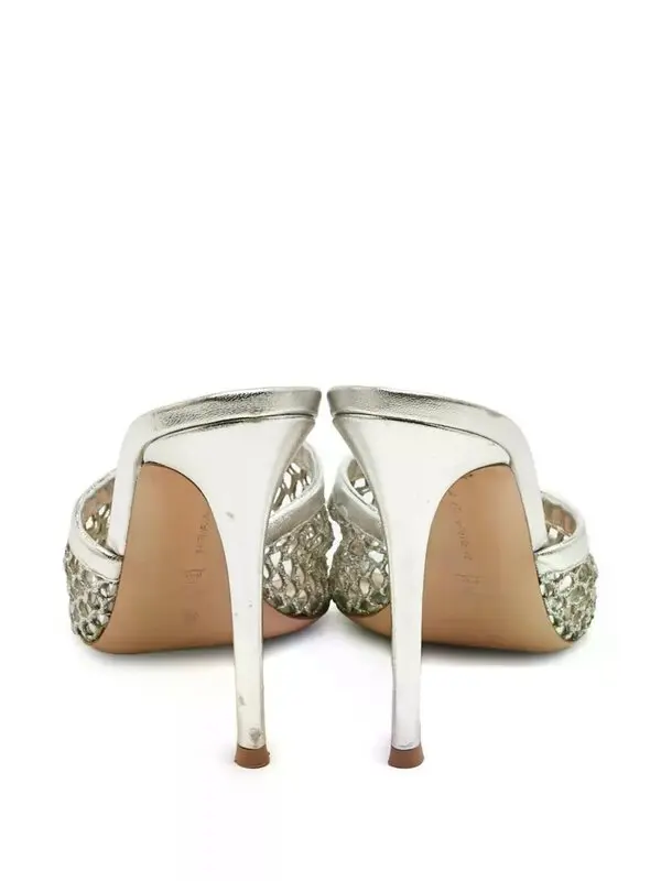 GIANVITO ROSSI Alisia Mesh Leather Sandals 11 Cm