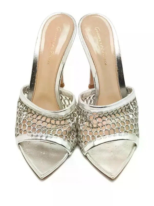 GIANVITO ROSSI Alisia Mesh Leather Sandals 11 Cm