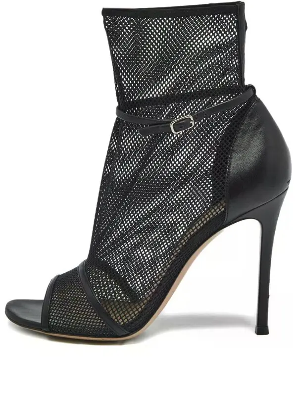 GIANVITO ROSSI Mesh And Leather Ankle Boots - Black