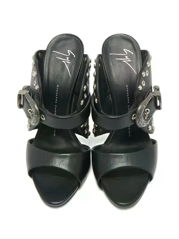 GIUSEPPE ZANOTTI Buckle Studded Leather Sandals