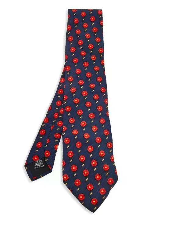 BOSS Floral-print Neck Tie - Blue
