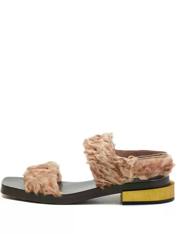 Gucci Faux-fur Slingback Sandals - Neutrals
