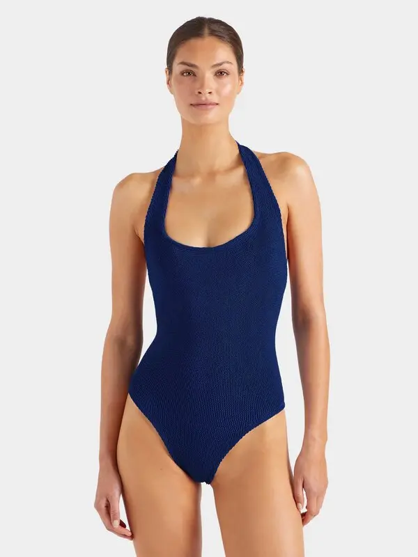 Hunza G Sandy Halterneck One Piece - Navy