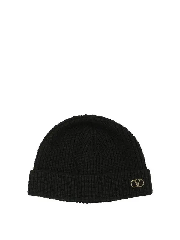 Valentino Garavani Signature Vlogo Cashmere Beanie - Black