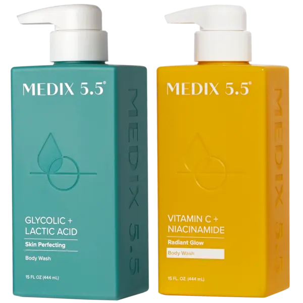 MEDIX 5.5 Cleanse + Glow Duo | Vitamin C + Niacinamide Body Wash, Glycolic + Lactic Acid Body Wash - One-color