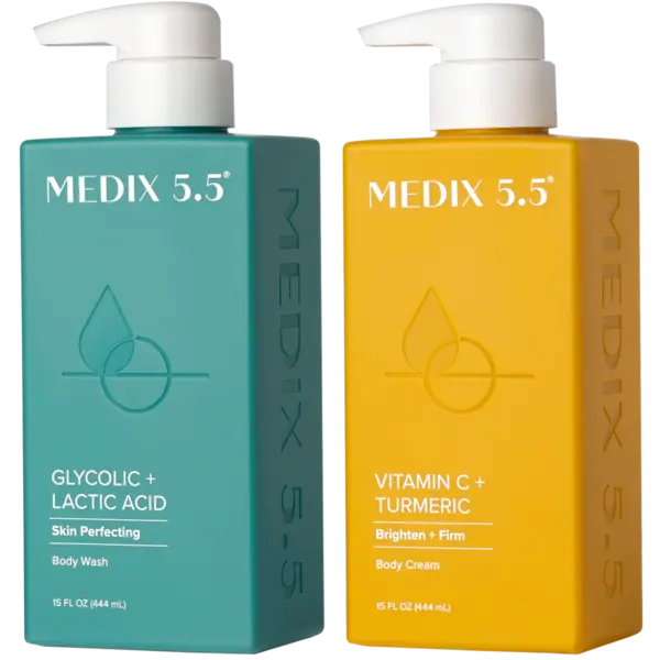 MEDIX 5.5 Smooth + Glow Duo | Glycolic + Lactic Acid Body Wash, Vitamin C + Turmeric Body Cream - One-color