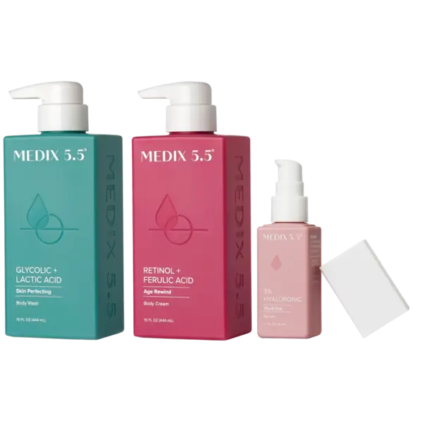 MEDIX 5.5 Smooth + Hydrate Trio | Glycolic Body Wash, Retinol Body Cream, 3% Hyaluronic Acid Serum - One-color