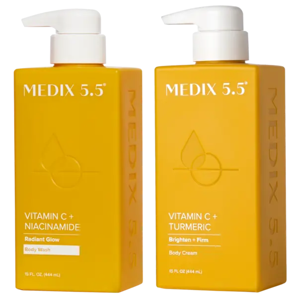 MEDIX 5.5 Revive + Glow Duo | Vitamin C + Niacinamide Body Wash, Vitamin C + Turmeric Body Cream - One-color