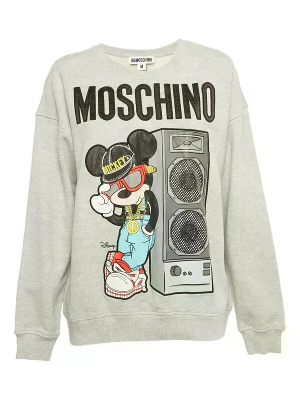 Moschino X Disney Mickey Graphic Print Crew Neck Long Sleeve Top