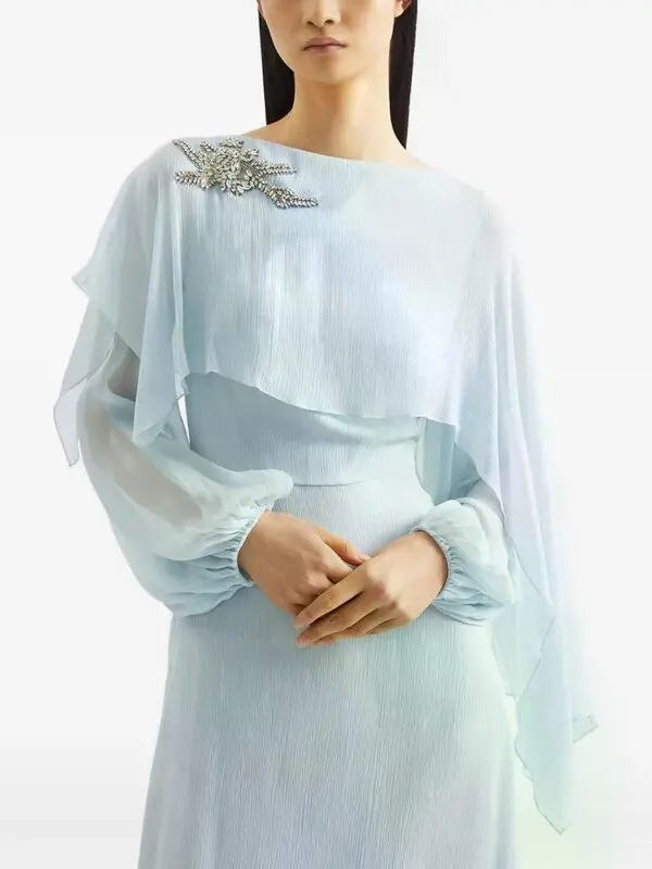Erdem Long-sleeve Embellished Maxi Dress - Blue