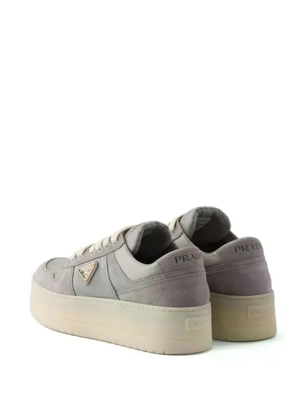 Prada Downtown Bold Re-nylon And Suede Sneakers - Grey