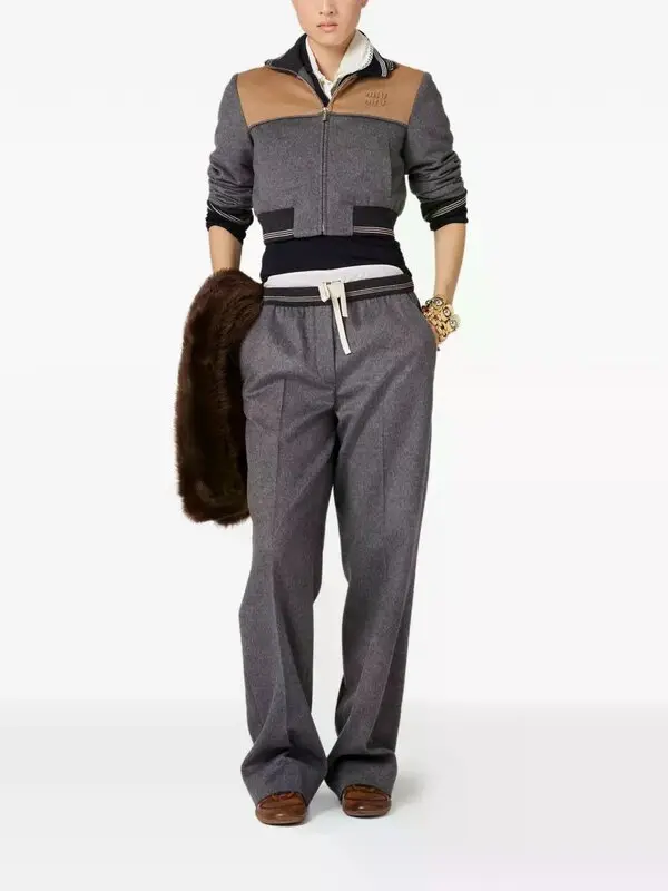 Miu Miu Embroidered Logo Wool Jacket