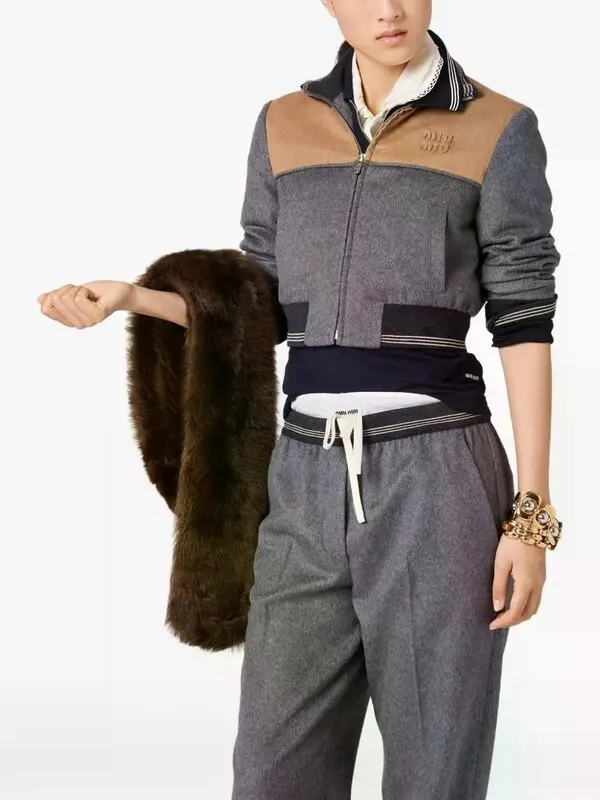 Miu Miu Embroidered Logo Wool Jacket