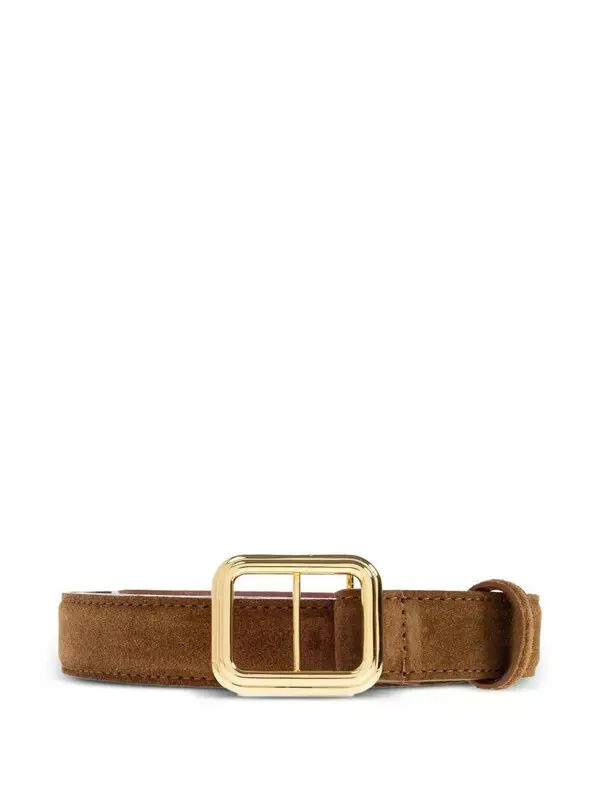 Lié Studio Calf Suede Square Buckle Belt - Brown
