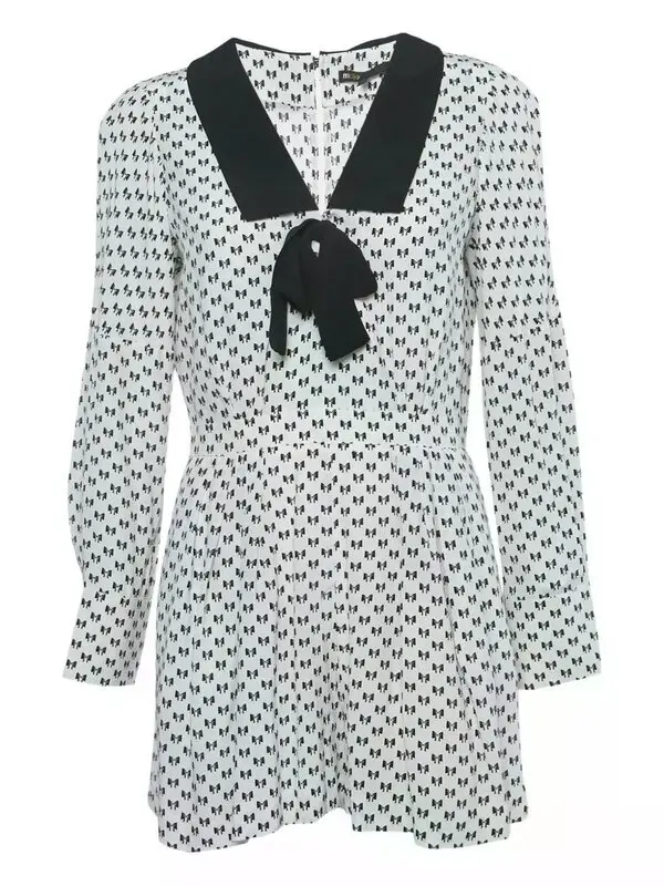 Maje Bow-print Collared Playsuit - White