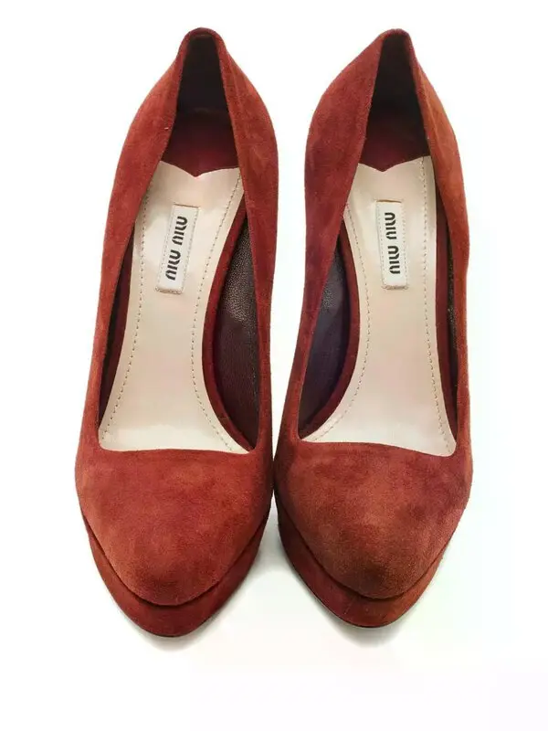 Miu Miu Suede Platform Pumps - Red