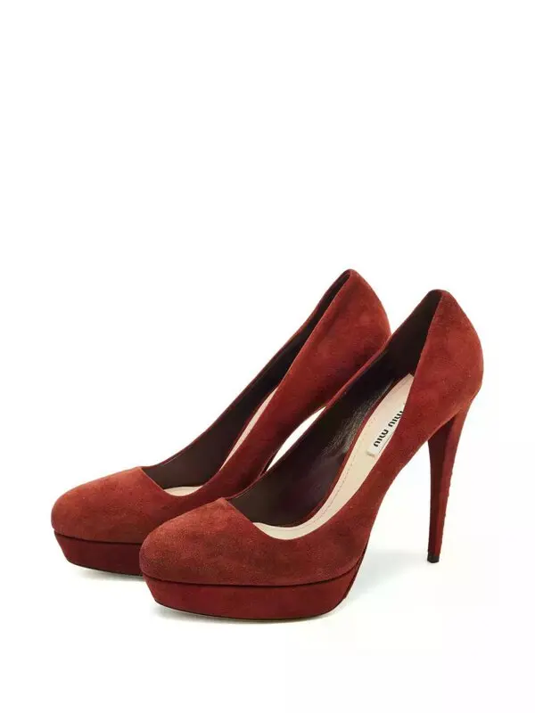 Miu Miu Suede Platform Pumps - Red