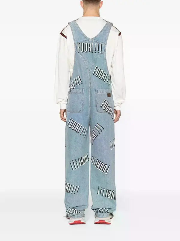 Gucci Fuori Slogan Denim Overalls