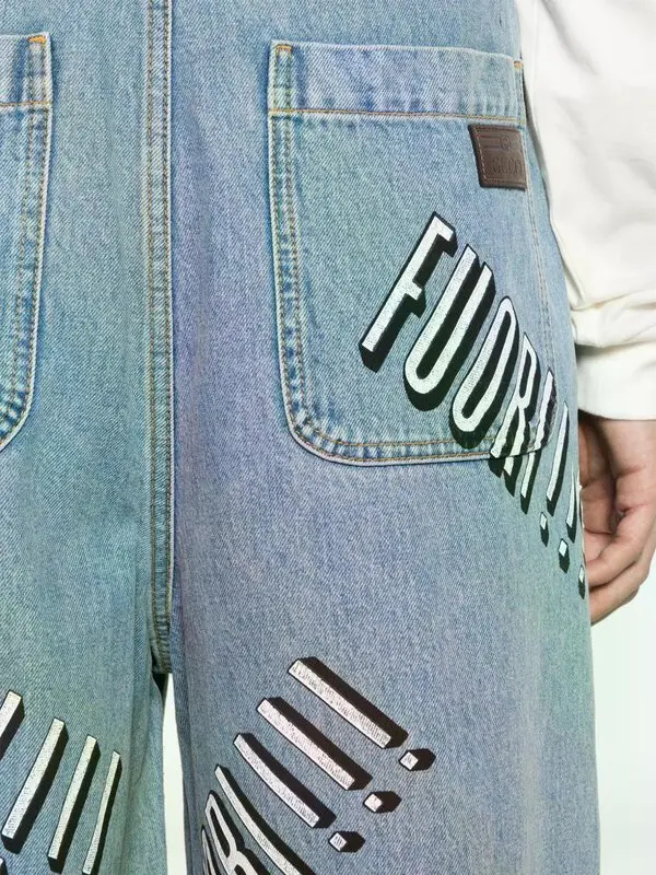 Gucci Fuori Slogan Denim Overalls