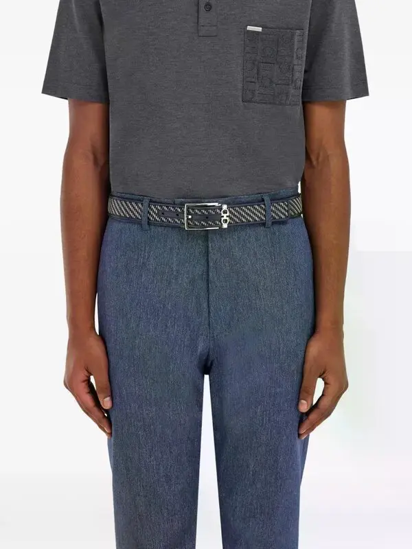 FERRAGAMO Leather Belt With Geometric Buckle