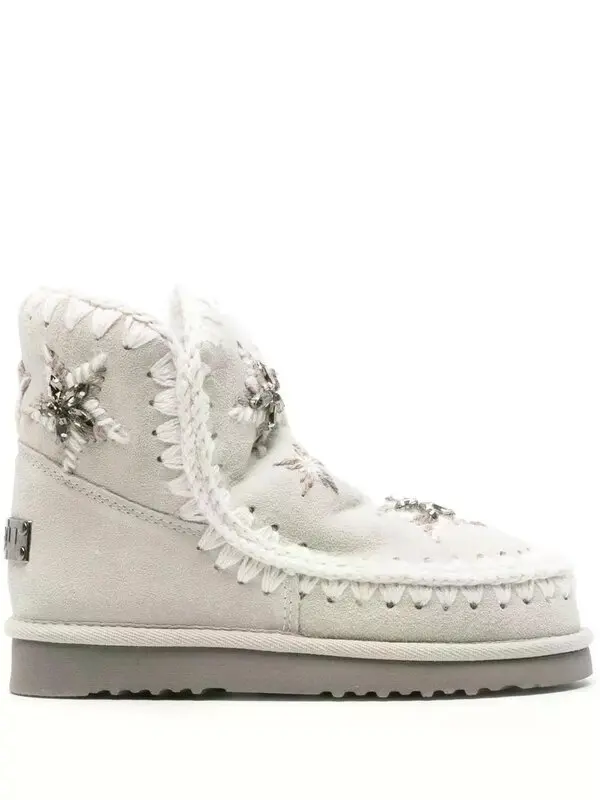 Mou Star-embroidered Ankle Boots - Grey