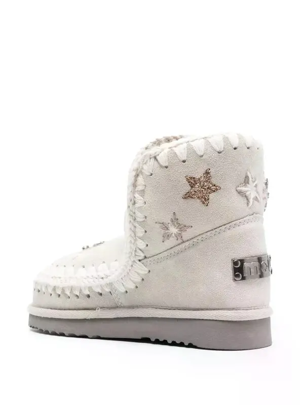 Mou Star-embroidered Ankle Boots - Grey