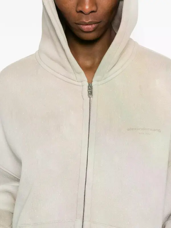 Alexander Wang Crystal Washed Terry Zip Hoodie
