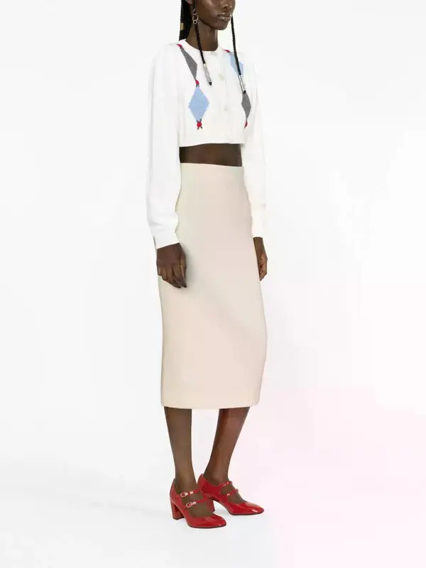 Alessandra Rich Wool Bouclé Midi Pencil Skirt