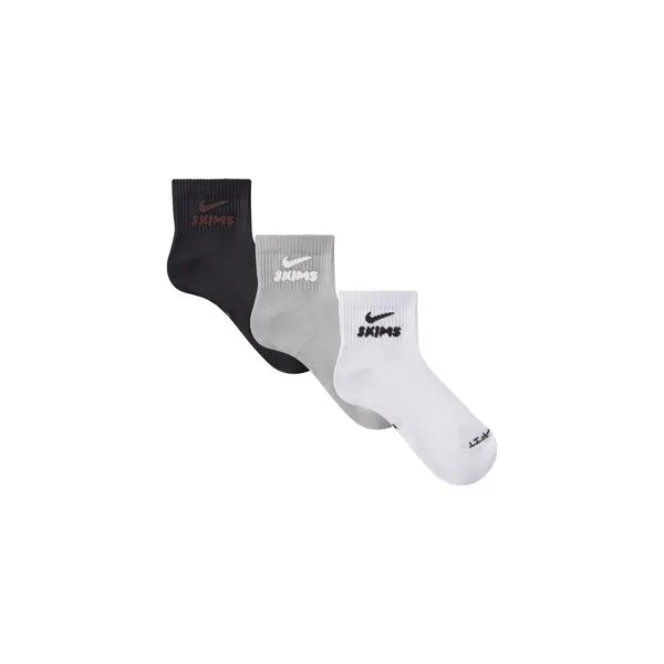 SKIMS Dri-fit Quarter Crew Socks 3-pack - Heather Grey Multi