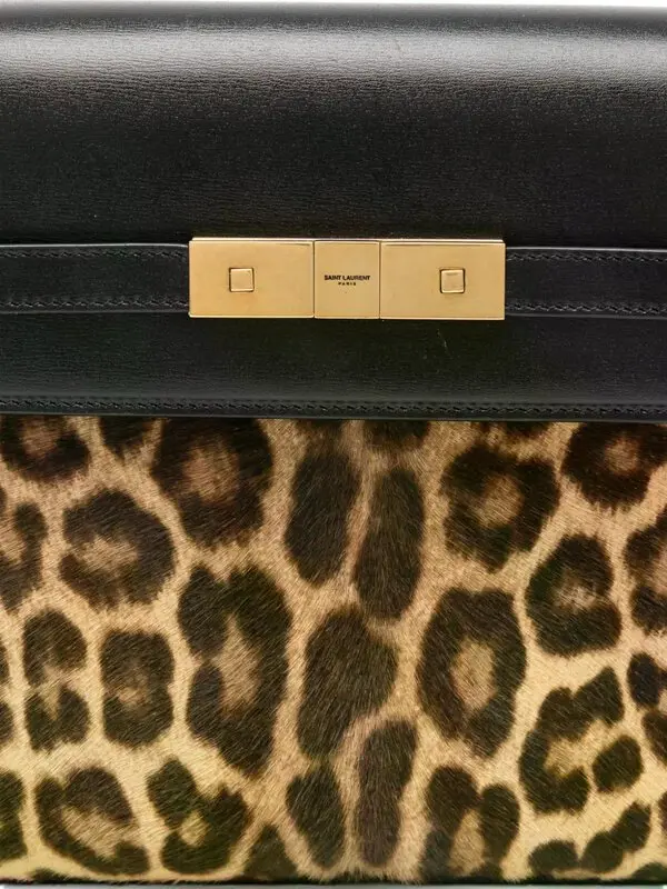 Saint Laurent Ponyhair Trimmed Manhattan Shoulder Bag - Black