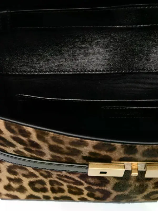 Saint Laurent Ponyhair Trimmed Manhattan Shoulder Bag - Black