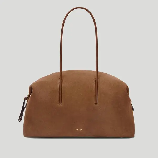 DEMELLIER The Stockholm Bowling Bag - Deep Tan Suede & Deep Tan Smooth