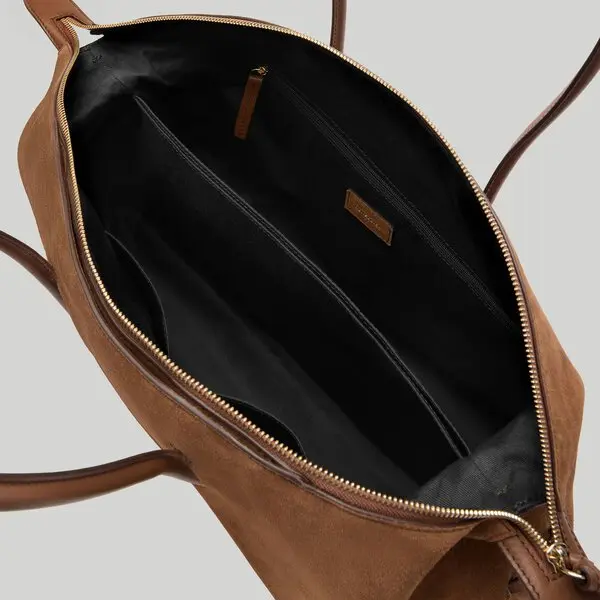 DEMELLIER The Stockholm Bowling Bag - Deep Tan Suede & Deep Tan Smooth