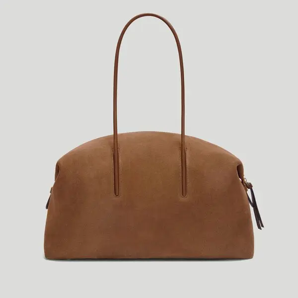 DEMELLIER The Stockholm Bowling Bag - Deep Tan Suede & Deep Tan Smooth