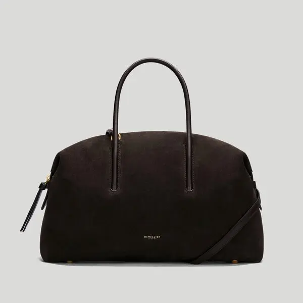 DEMELLIER Stockholm Handbag - Dark Chocolate Suede & Dark Chocolate Smooth