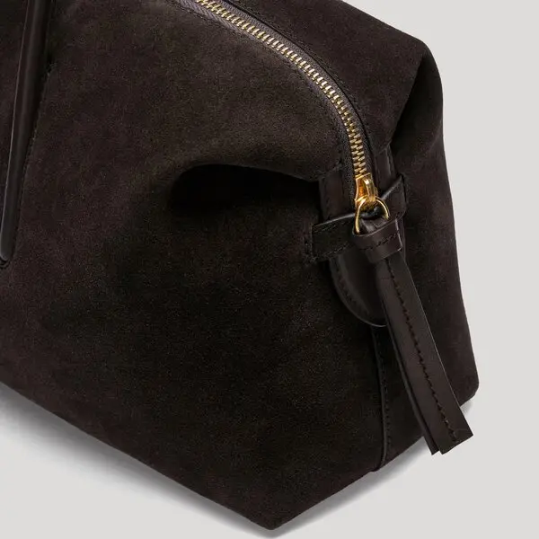 DEMELLIER Stockholm Handbag - Dark Chocolate Suede & Dark Chocolate Smooth