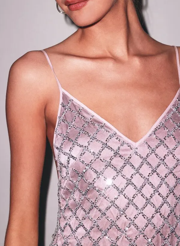 FLEUR DU MAL Embellished Midi Dress - Silver