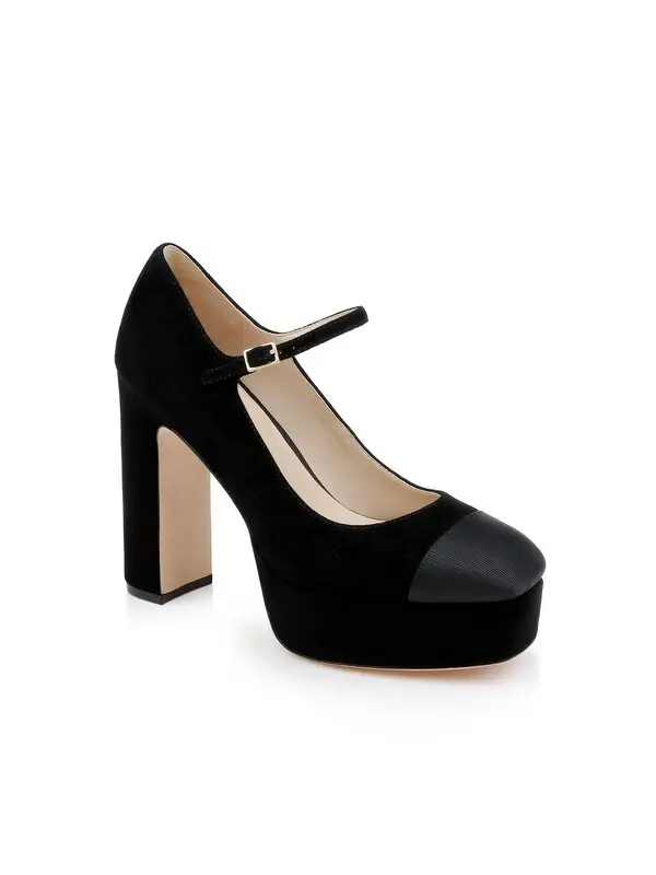 L'Agence Lilles Platform Pump - Black Suede