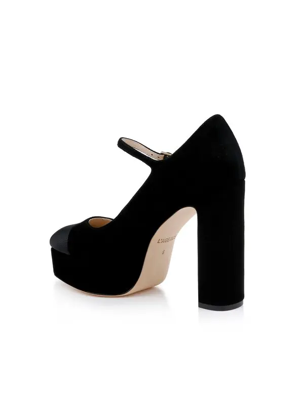 L'Agence Lilles Platform Pump - Black Suede