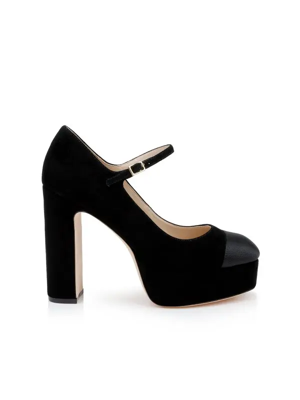 L'Agence Lilles Platform Pump - Black Suede