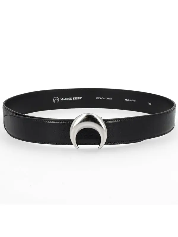 MARINE SERRE Moon Leather Belt - Black