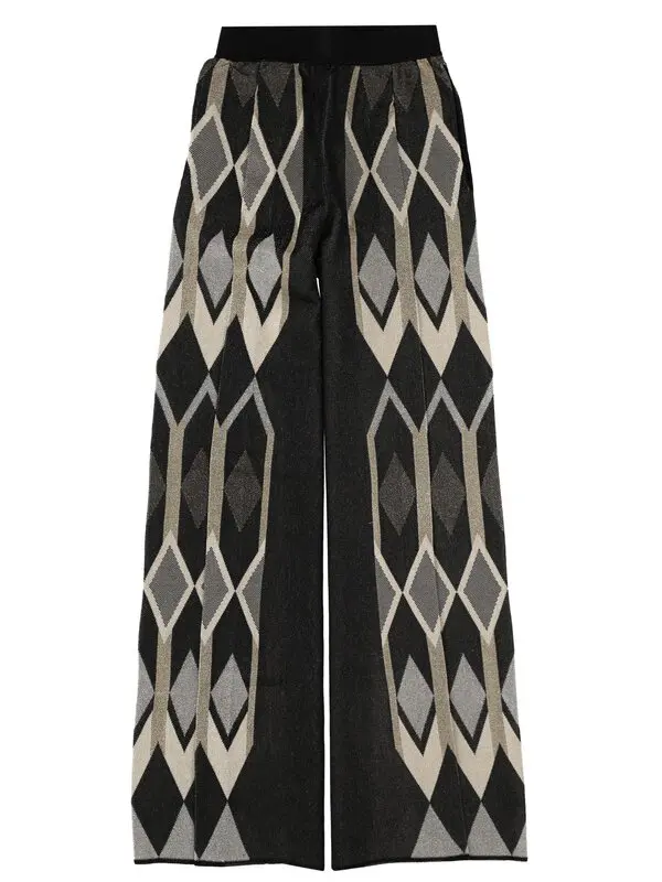 CIRCUS HOTEL Pants With Geometric Lamé Jacquard Design - Multicolour