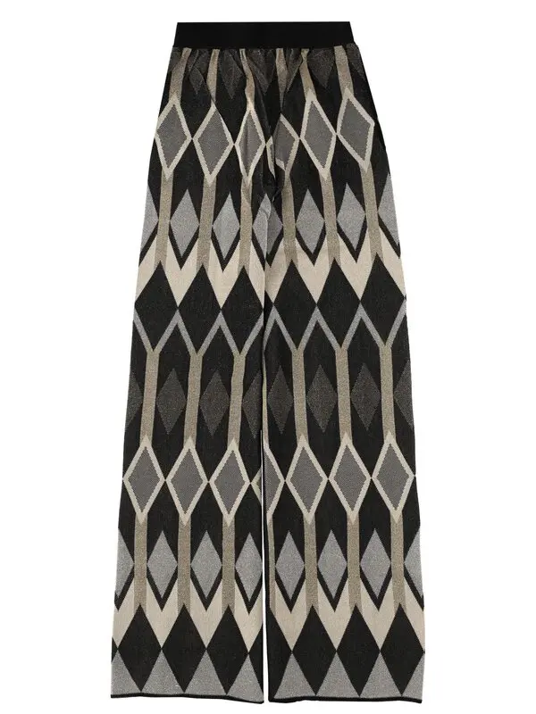 CIRCUS HOTEL Pants With Geometric Lamé Jacquard Design - Multicolour