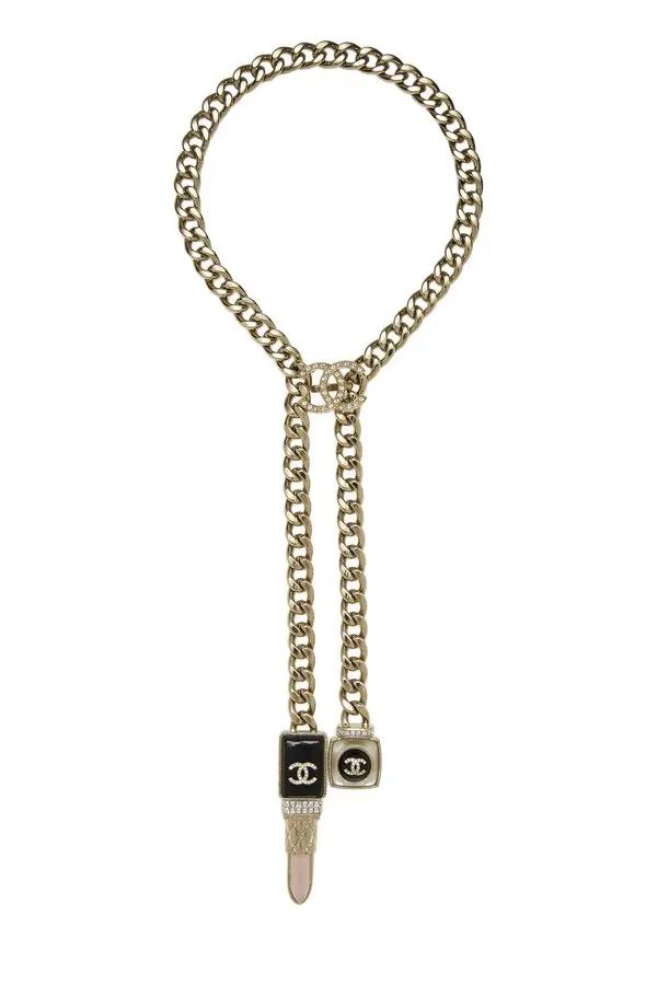 Chanel Lipstick Charm Necklace - Gold