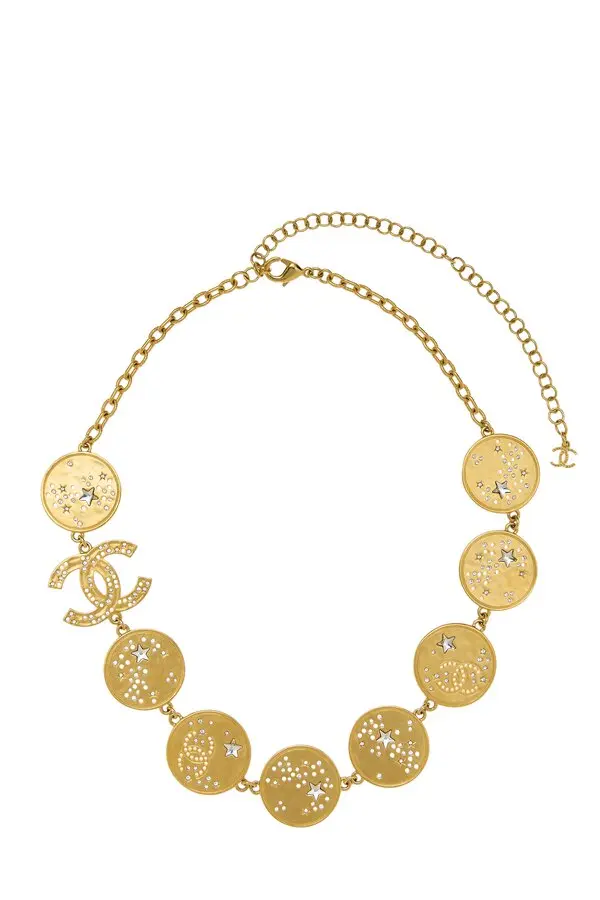 Chanel Crystal Medallion Necklace - Gold