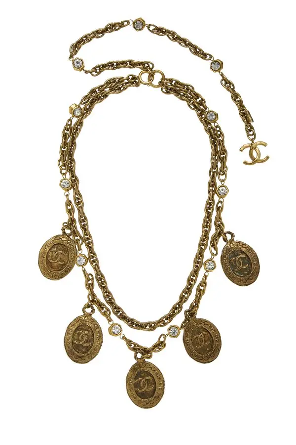 Chanel Crystal Medallion Necklace - Gold